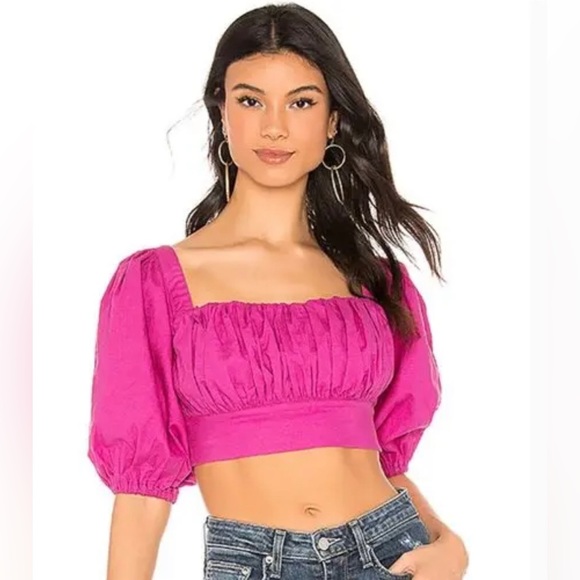 Lovers + Friends | Tops | Nwt Lovers Friends Polly Puff Sleeve Ruched ...